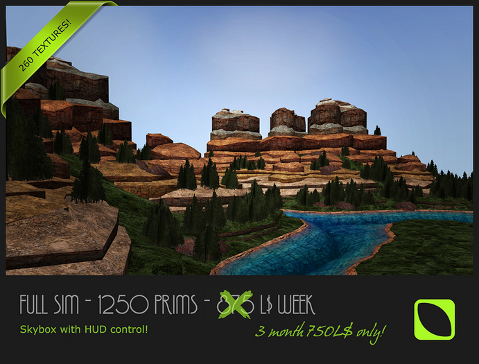 Second Life Marketplace - Full SIM Skybox - 750L$ / 1250P - Texture HUD - CANYON